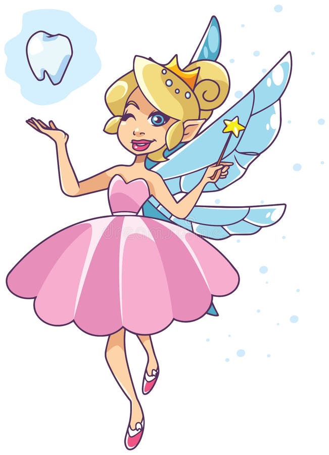Little Tooth Fairy on White Stock Vector - Illustration of baby, design ...