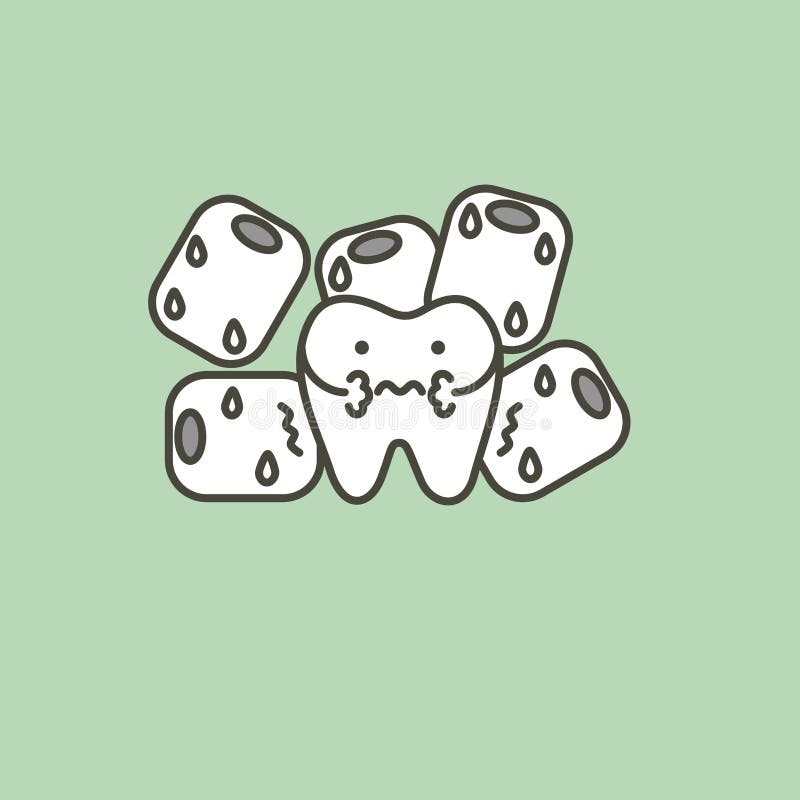 Tooth Feeling Cold from Ice, Sensitive Teeth Concept - Dental Cartoon ...