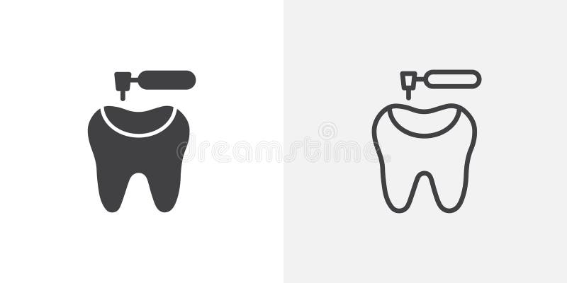 Tooth Filling Thin Line Vector Icon Set Stock Vector - Illustration of ...