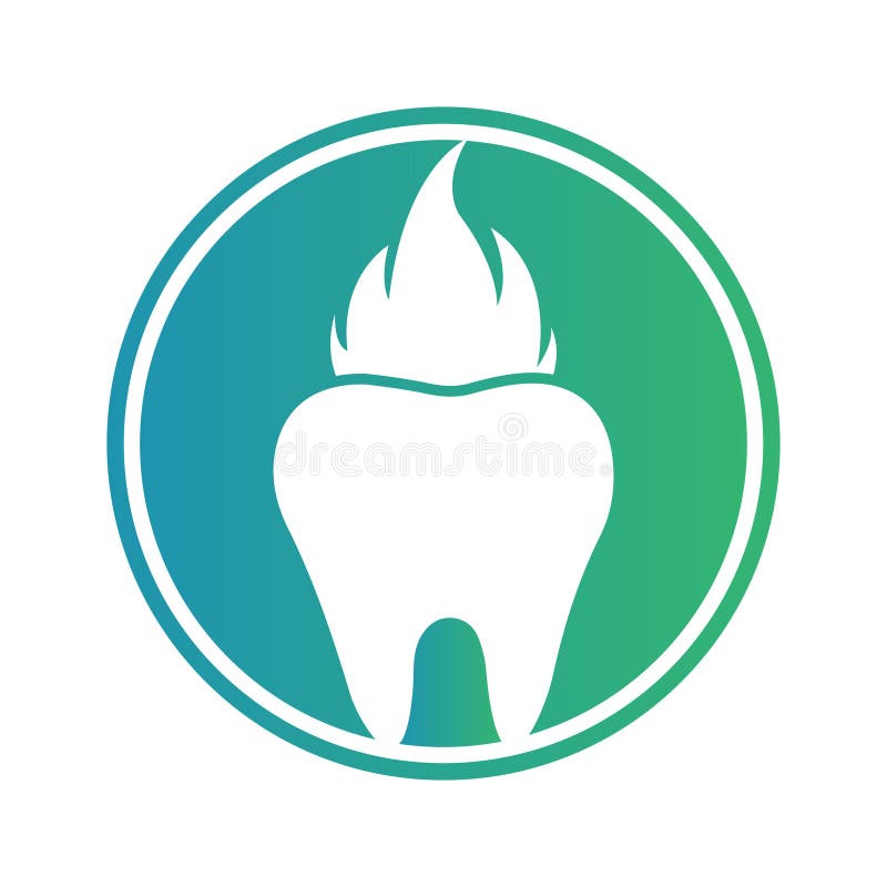 Tooth and Fire Design Inside a Shape of Vector Illustration Stock ...