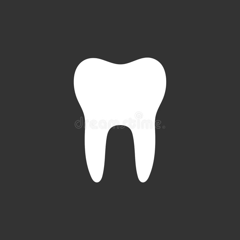 Tooth Flat Icon on a Black and White Background Stock Vector ...