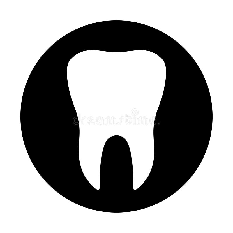 Tooth Flat Icon with Black Circle Isolated on White Background. Tooth ...