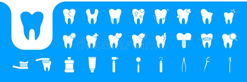 Tooth Flat Modern Icons Set Design Vector Stock Vector - Illustration ...