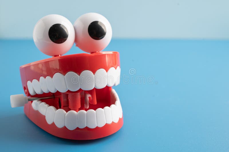 Tooth Funny Toy Denture Red Color Jaw and Eye Stock Photo - Image of ...