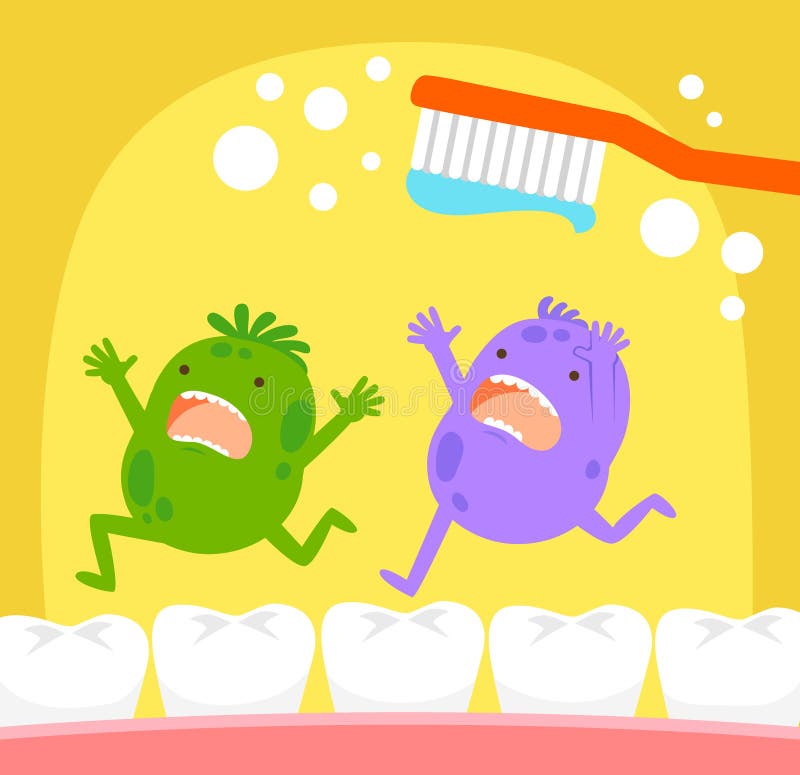 Tooth germs and toothbrush stock vector. Illustration of germs - 80603276