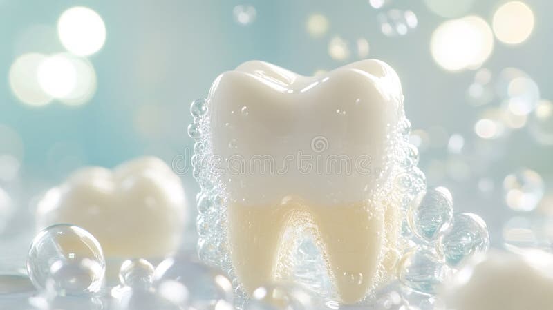 Tooth Getting Cleaned and Covered by Soap Bubbles, Promoting Oral ...