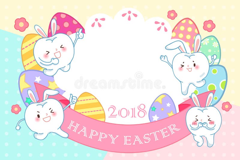 Tooth with happy easter stock vector. Illustration of character - 110800184