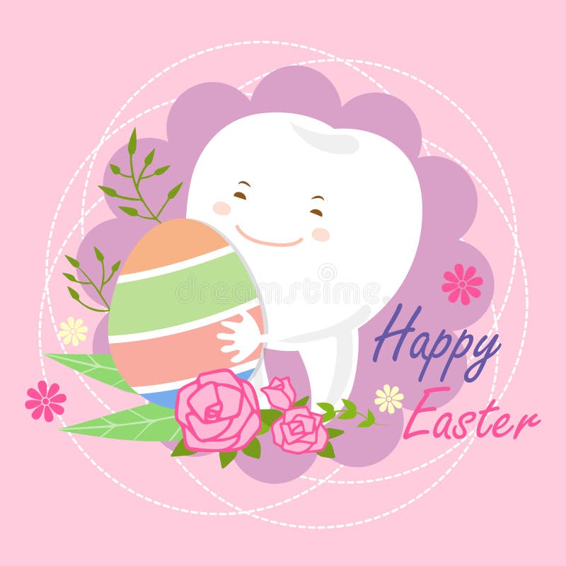Tooth with happy easter stock illustration. Illustration of character ...