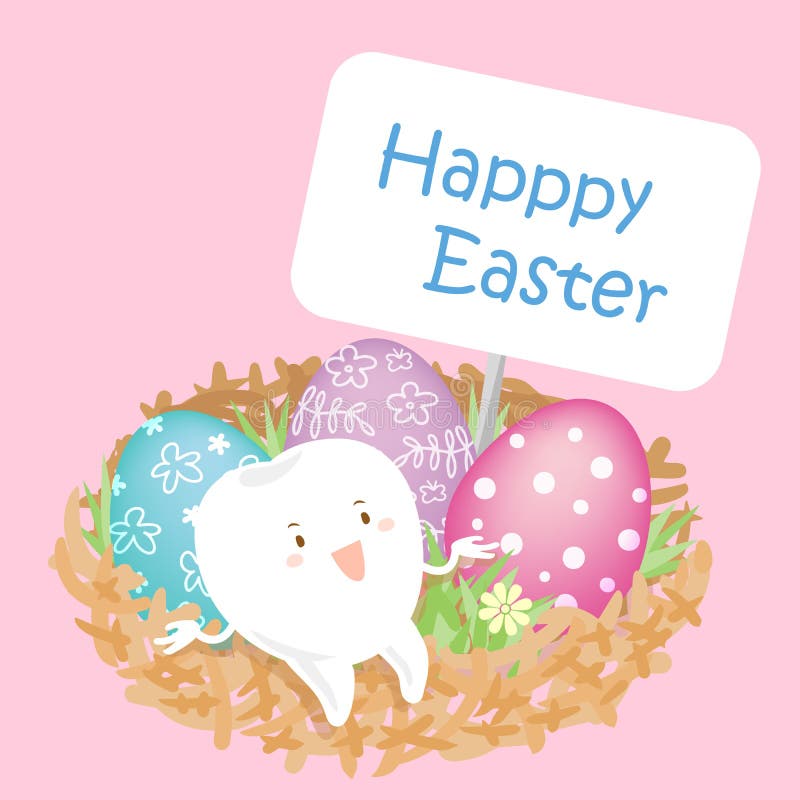 Tooth with happy easter stock vector. Illustration of color - 87632855
