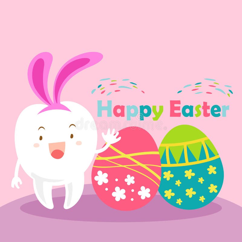 Tooth with happy easter stock vector. Illustration of cartoon - 87632860