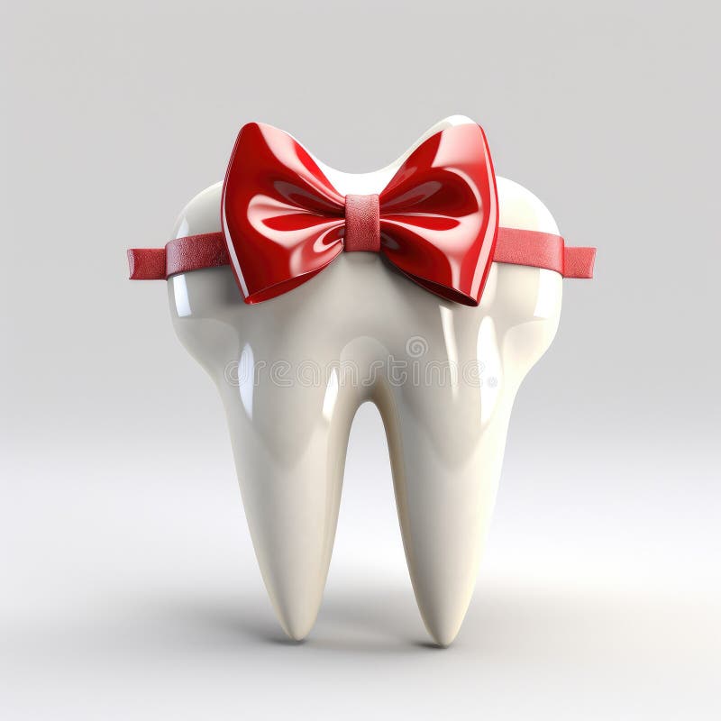 Tooth. a Healthy Tooth. a New Tooth with a Bow Stock Illustration ...