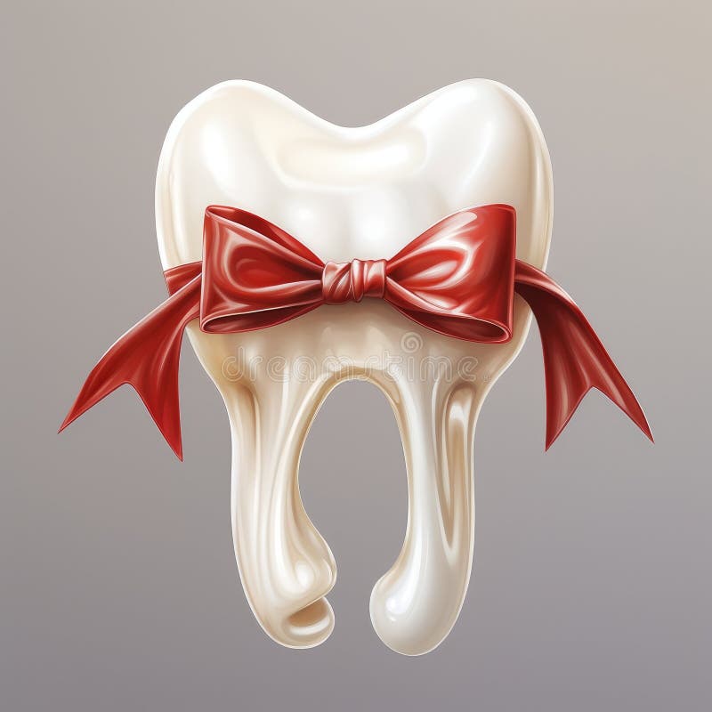 Tooth. a Healthy Tooth. a New Tooth with a Bow Stock Illustration ...