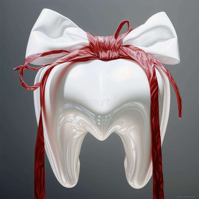 Tooth. a Healthy Tooth. a New Tooth with a Bow Stock Illustration ...