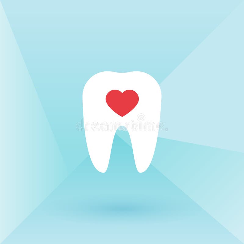 Tooth with Heart. Low Poly Background. Vector Illustration, Flat Design ...
