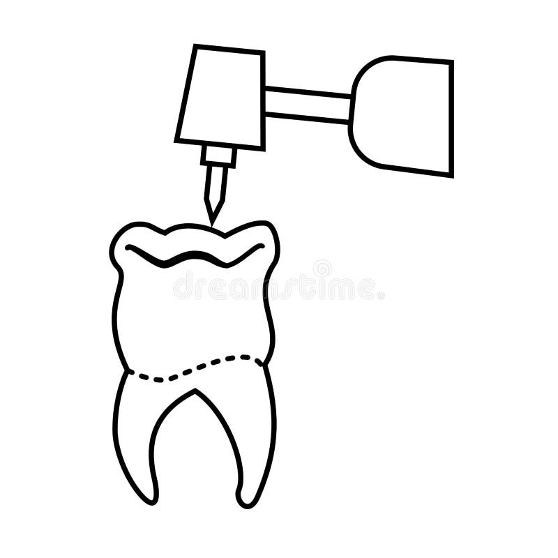 Tooth Human with Dentist Drill Vector Illustration Stock Illustration ...