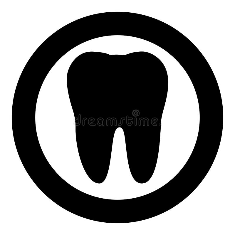 Tooth Icon Black Color in Circle Stock Vector - Illustration of oral ...
