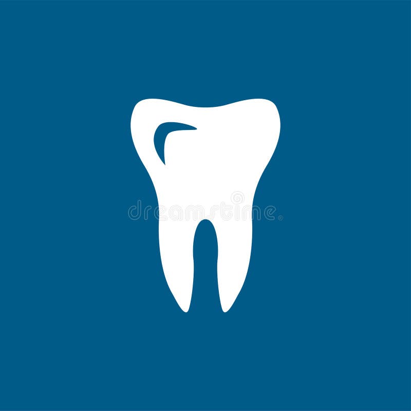 Tooth Icon on Blue Background. Blue Flat Style Vector Illustration ...