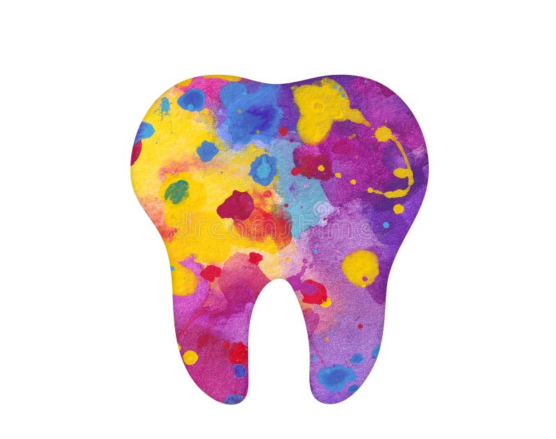 Tooth Icon. Colorful Watercolor Illustration Stock Illustration ...