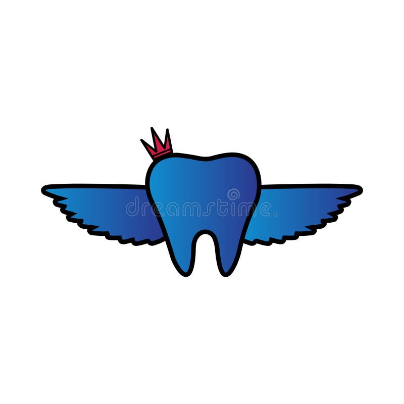 Tooth Icon with Crown and Wings Vector Illustration Stock Vector ...