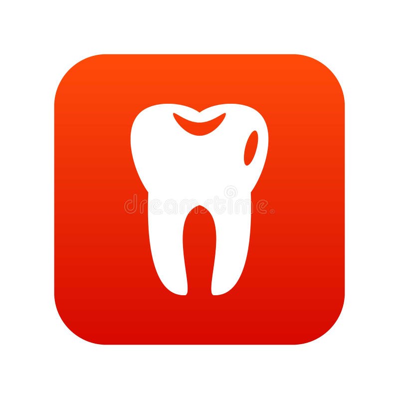 Tooth icon digital red stock vector. Illustration of clean - 104382353