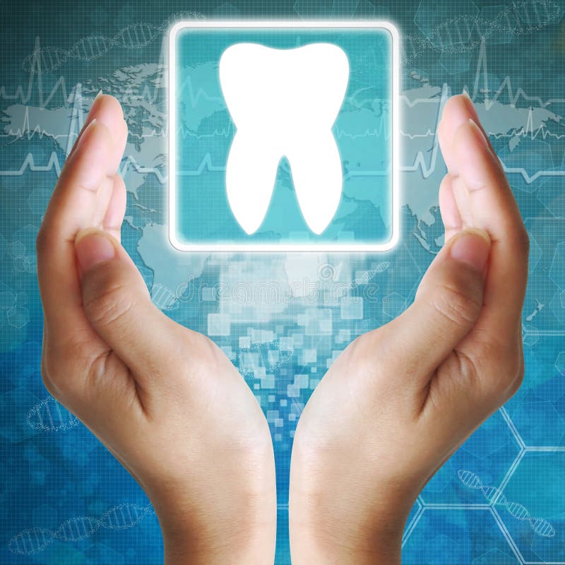 Tooth icon in hand stock image. Image of hand, hospital - 31446627