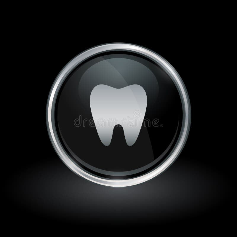 Tooth Icon Inside Round Silver and Black Emblem Stock Vector ...