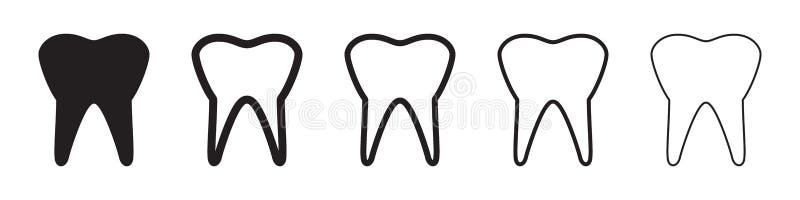 Tooth Icons in Five Different Versions in a Flat Design Stock Vector ...