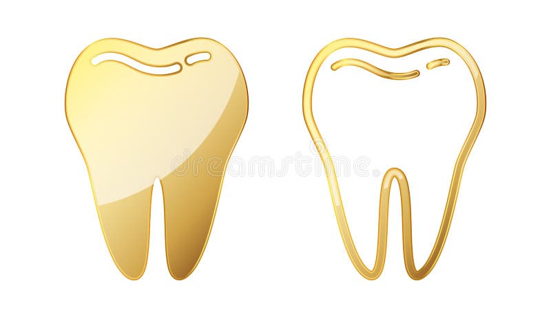 Tooth Icons. Gold Tooth Icon on White Background Stock Illustration ...