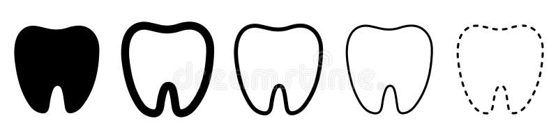Tooth Icons Set. Tooth Shape Symbol. Black Icon of Tooth Isolated Stock ...