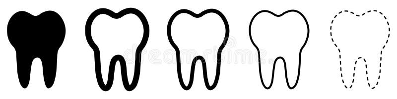 Tooth Icons Set. Tooth Shape Symbol. Black Icon of Tooth Isolated Stock ...