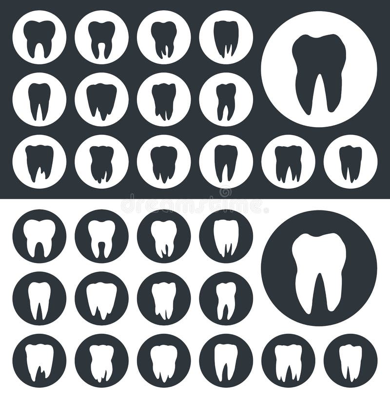 Tooth Icons, Teeth Silhouettes Stock Vector - Illustration of concept ...