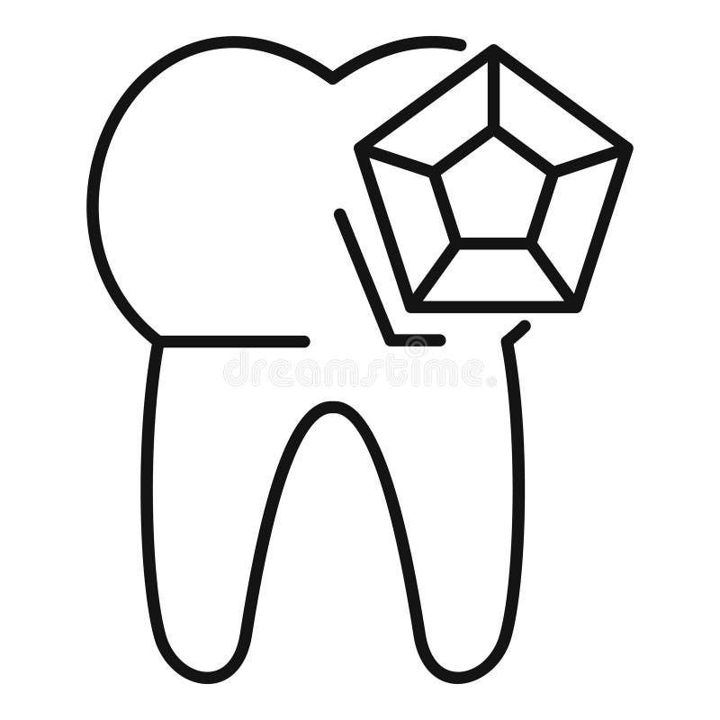 Tooth Implant Surgery with Diamond Replacing Enamel Icon Stock Vector ...