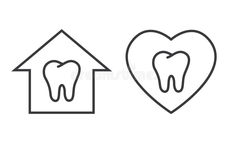 Tooth Inside House and Heart Stock Vector - Illustration of tooth, dent ...
