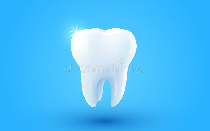 Tooth Isolated on Blue Background. Dentistry Concept Stock Vector ...