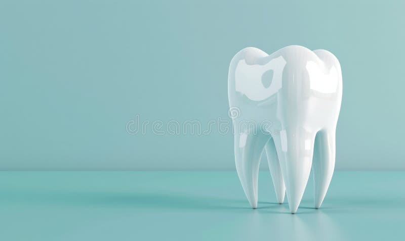 Tooth on Light Blue Background with Copyspace. Template for Dentist ...