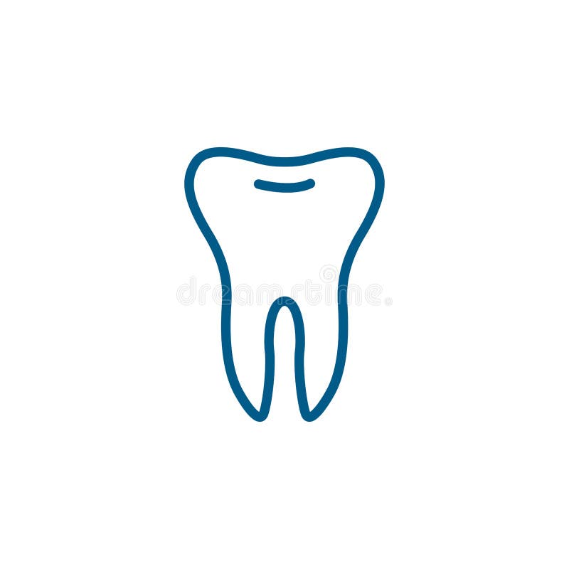 Tooth Line Blue Icon on White Background. Blue Flat Style Vector ...