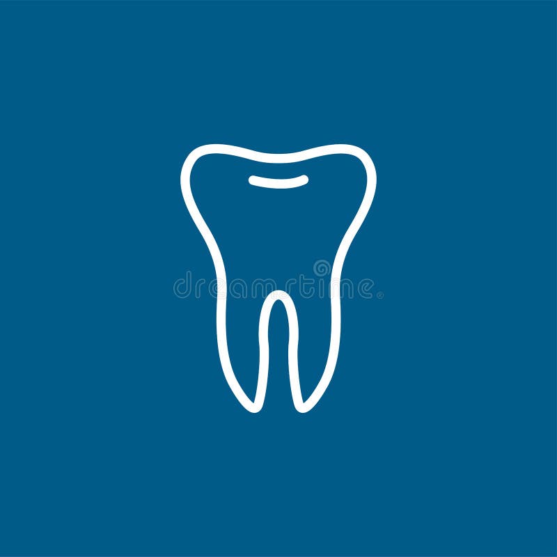 Tooth Line Icon on Blue Background. Blue Flat Style Vector Illustration ...