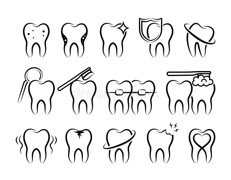 Tooth line icon set. stock illustration. Illustration of symbol - 364312942