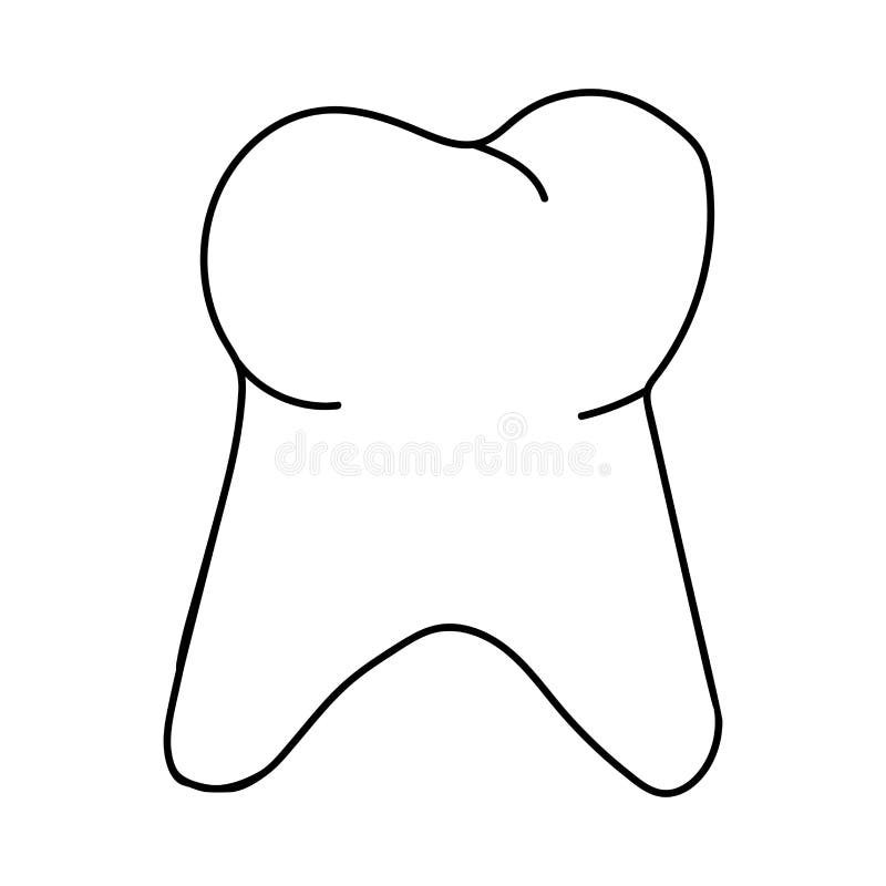 The Tooth is a Linear Doodle Isolated on a White Background. Stock ...