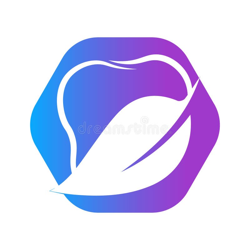 Tooth Logo Dental Care with Leaf Hexagon Shape Vector Illustration ...