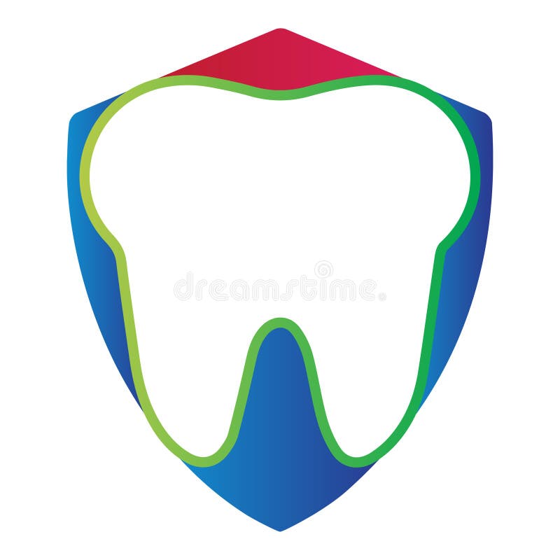 Tooth Logo Dental Care with Shield Shape Vector Illustration Stock ...