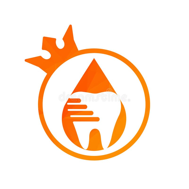 Tooth Logo Design Inside a King Ring and Water Drop Shape Vector ...