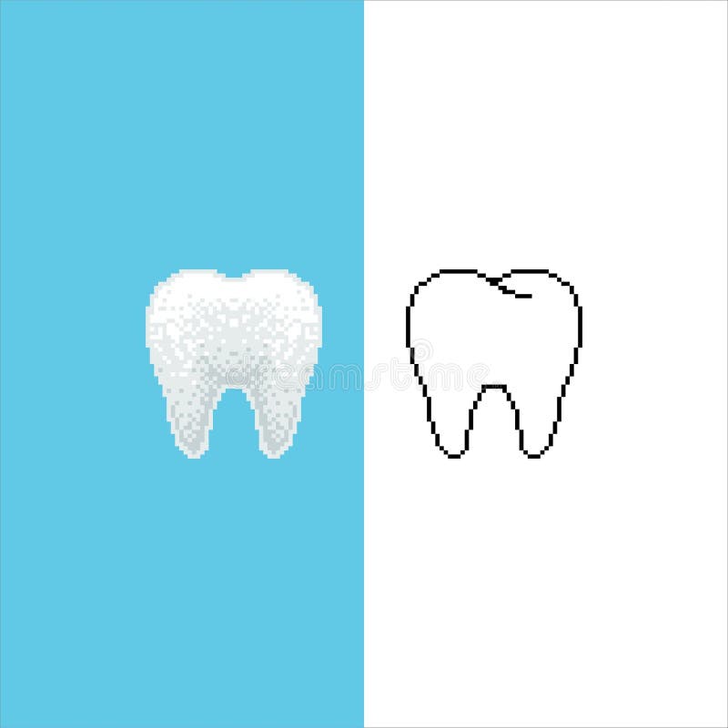 Tooth Logo Icon in Pixel Art Stock Vector - Illustration of video ...
