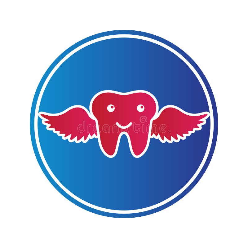 Tooth Logo with Wings Inside a Shape of Circle Vector Illustration ...