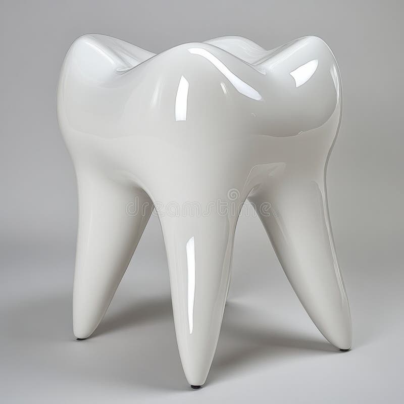 A Tooth Made of White Plastic Sitting on a Gray Surface, AI Stock Image ...