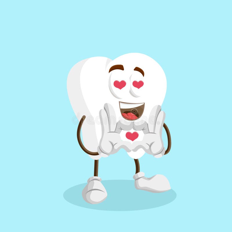 Tooth Mascot and Background in Love Pose Stock Vector - Illustration of ...