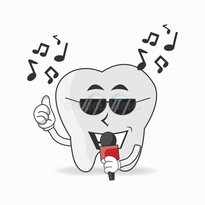The Tooth Mascot Character is Singing. Vector Illustration Stock Vector ...
