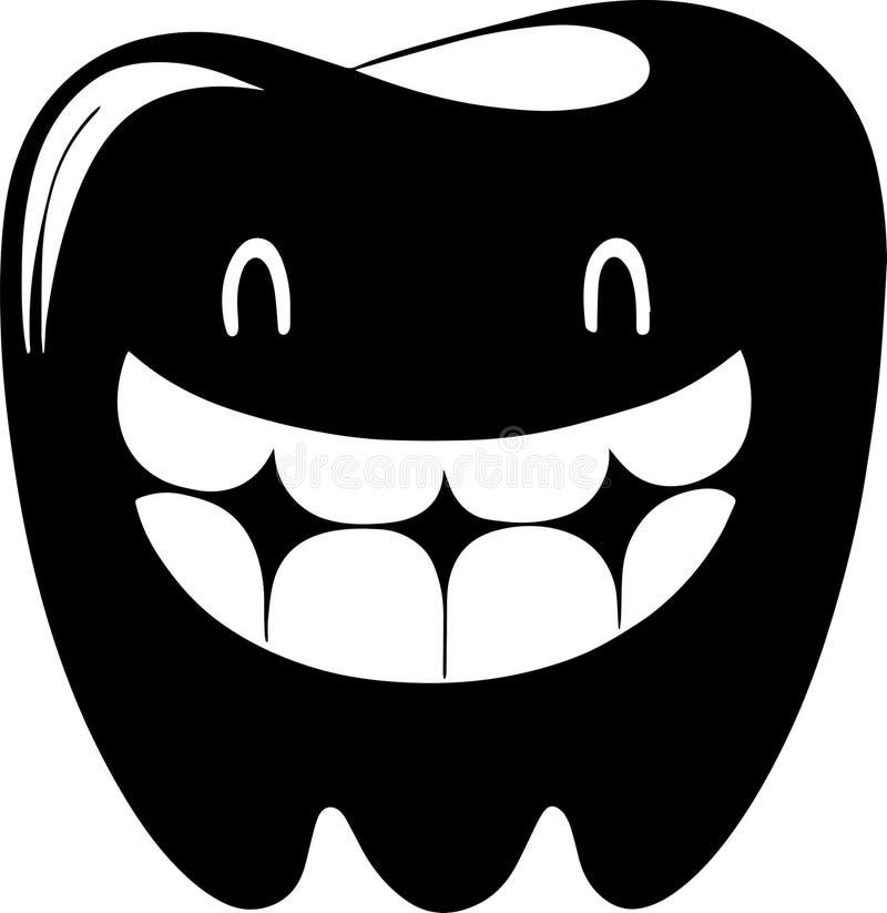 Tooth Mascot Logo Monochrome Design Style Stock Vector - Illustration ...