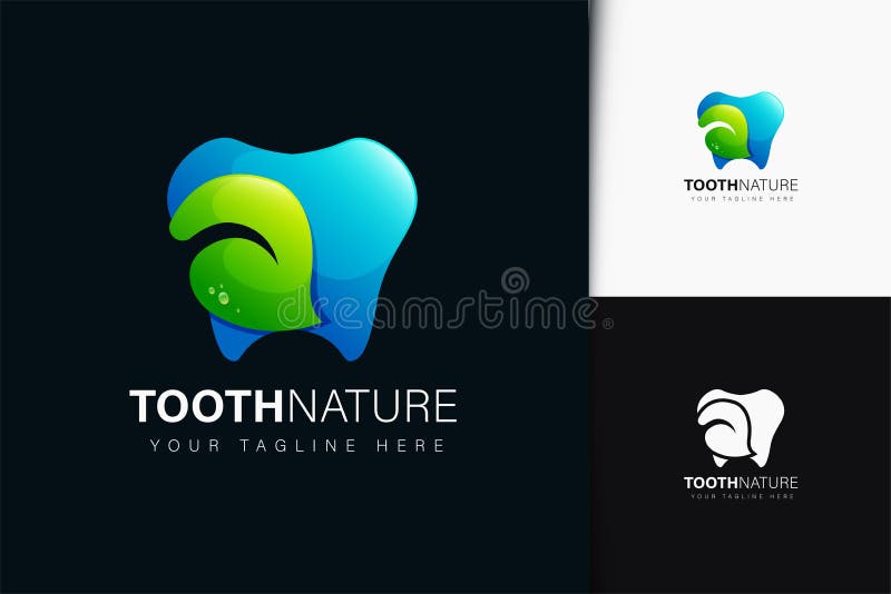 Tooth Nature Logo Design with Gradient Stock Vector - Illustration of ...