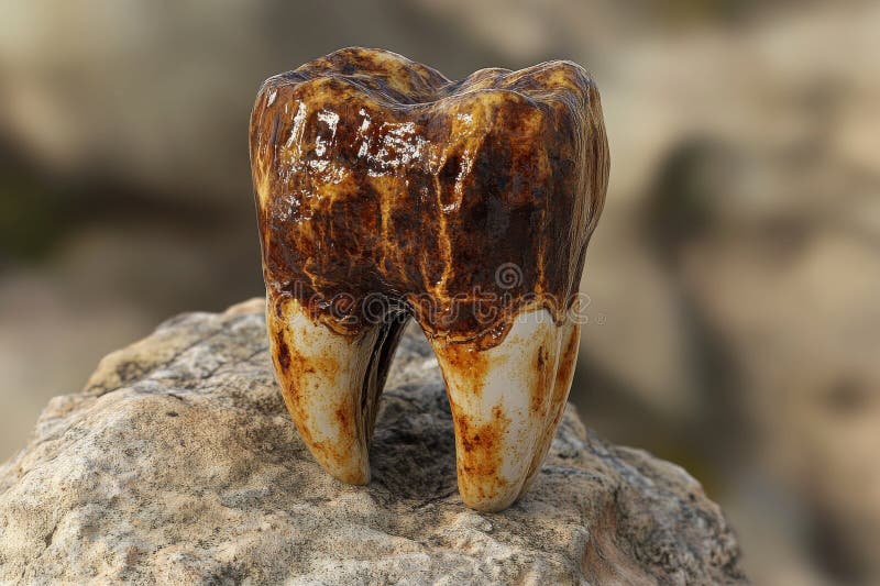 A Tooth that is Old and Decayed is Sitting on a Rough Surface ...